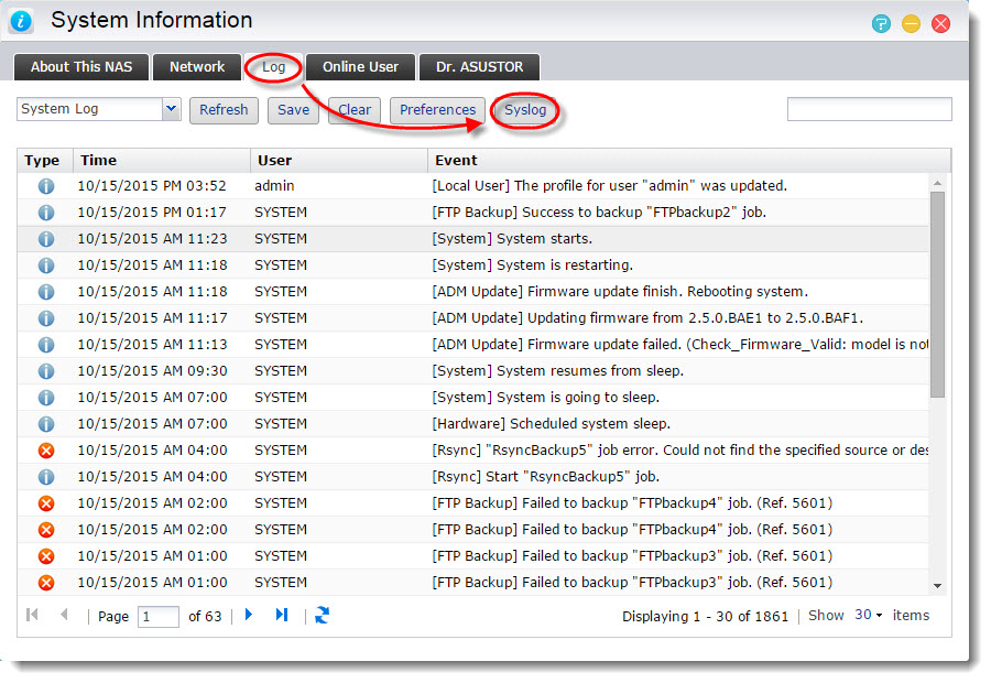 NASをSyslogサーバーとして使用する - ASUSTOR NAS