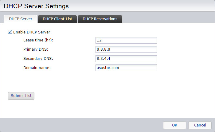 將 NAS 設定為 DHCP 伺服器 - ASUSTOR NAS